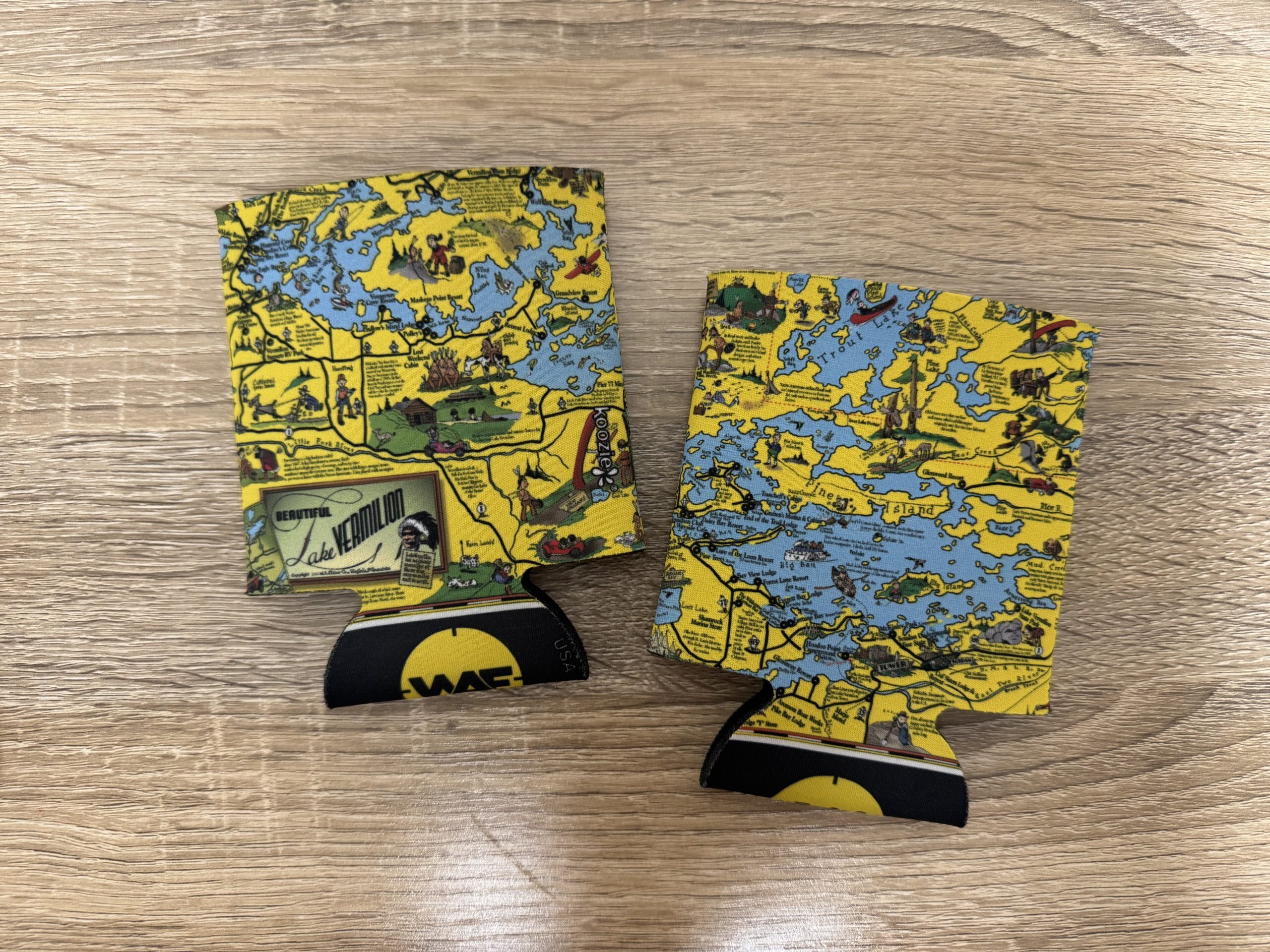 Lake Vermilion Cartoon Map Koozies - Fisher Maps